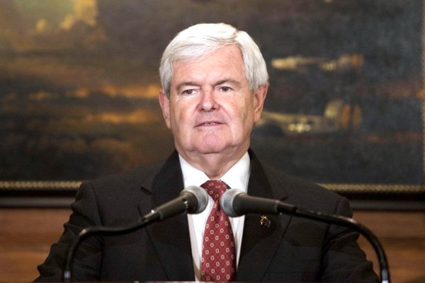 Republican presidential candidate Newt Gingrich speaks during a news ...
