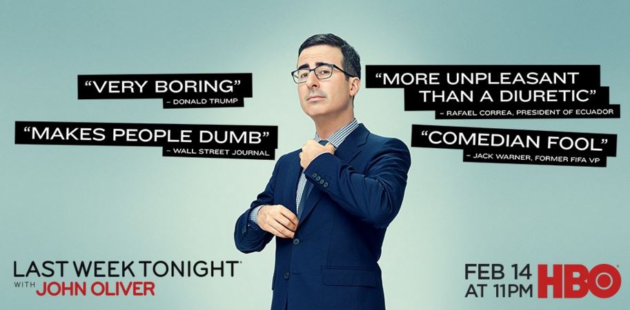 John Oliver utiliza tuit de Correa en afiche publicitario | La República EC