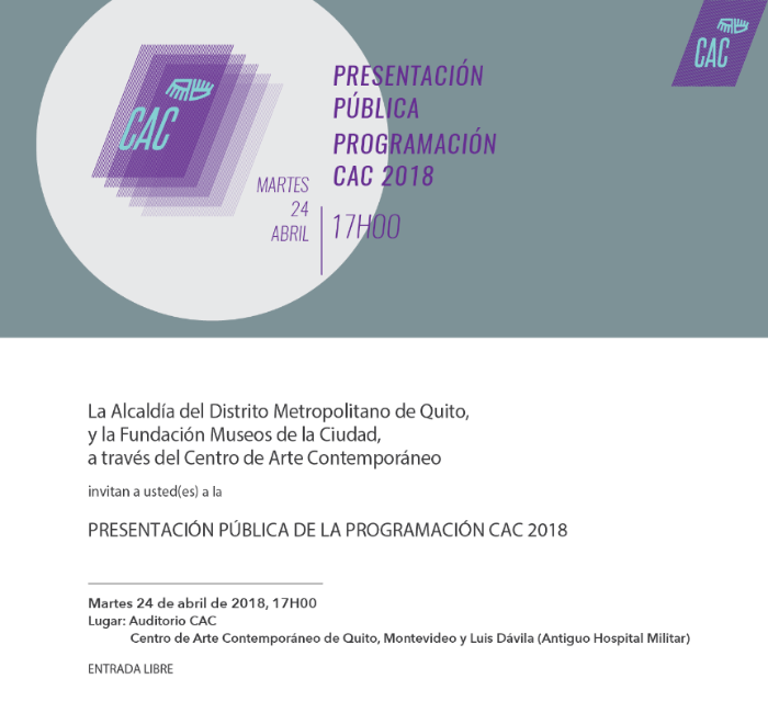 Centro de Arte Contemporáneo de Quito presenta Programación 2018 | La ...